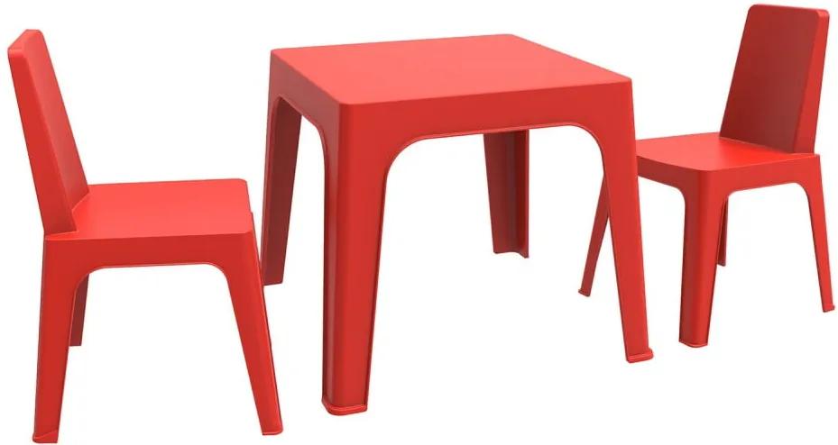 Červený dětský zahradní set 1 stolu a 2 židliček Resol Julieta