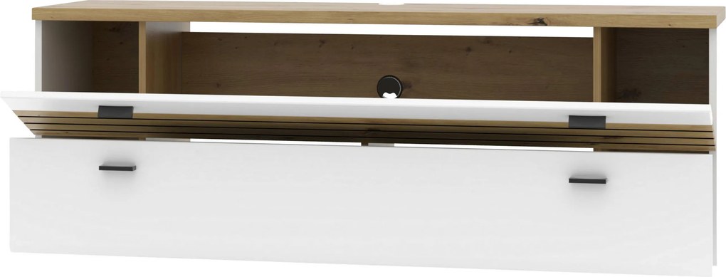 XXXLutz KOMODA POD TELEVIZI, bílá, dub artisan, 150/53/40 cm Hom`in - Komody bílé - 001937008435