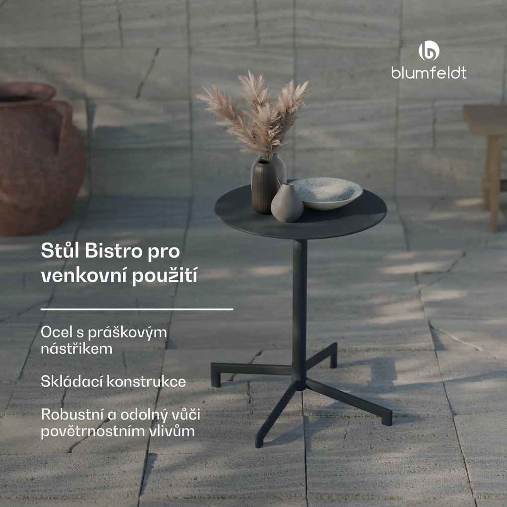 Blumfeldt UrbanEdge bistro stůl, barový stůl, 60 cm, skládací, práškový lak, odolný proti povětrnostním vlivům
