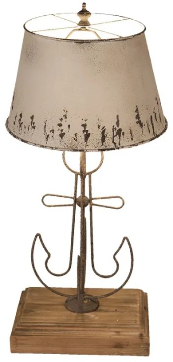 Krémová antik stolní lampa s kotvou a kovovým stínidlem – 35x79 cm