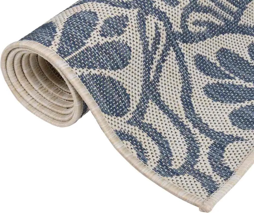 Venkovní hladce tkaný koberec 140x200 cm modrý vzor 340831