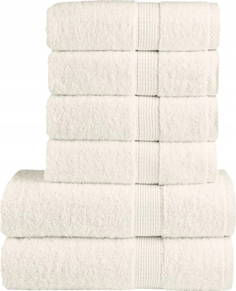 6Dílná Sada Ručníků Premium Solund 600 G/m² Krémová