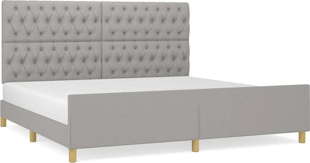 Rám postele s čelem světle šedý 200x200 cm textil 3125324