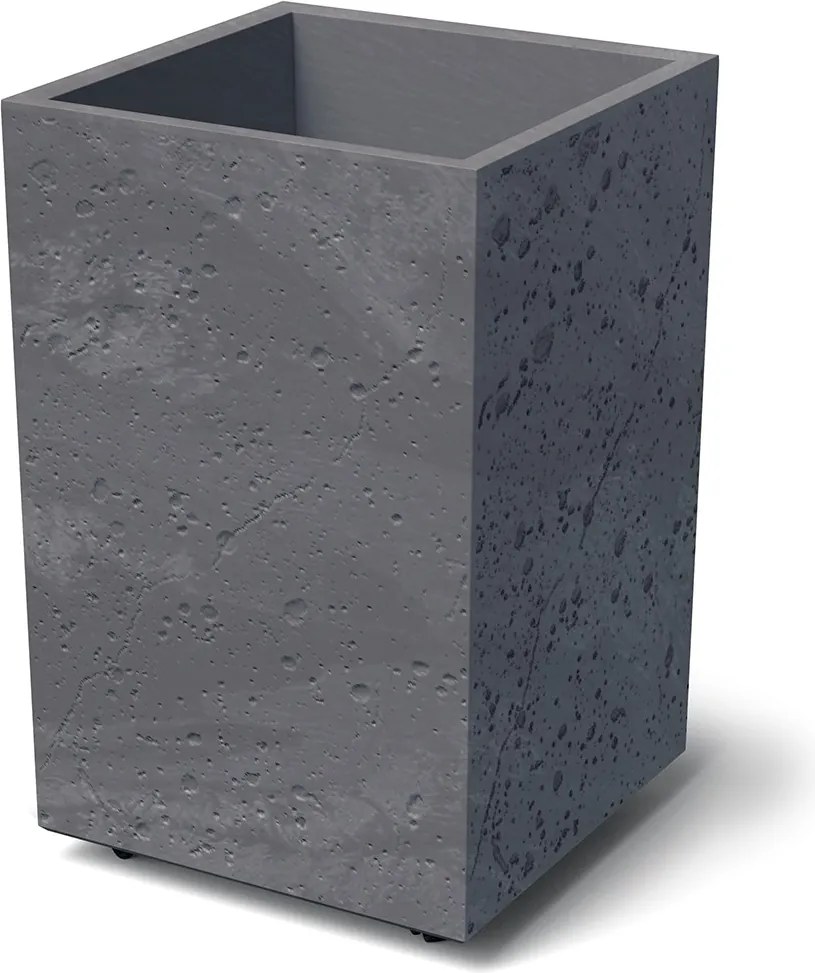 Plastový květináč SIERRAS SQUARE HIGH BETON EFFECT 38,5 cm marengo