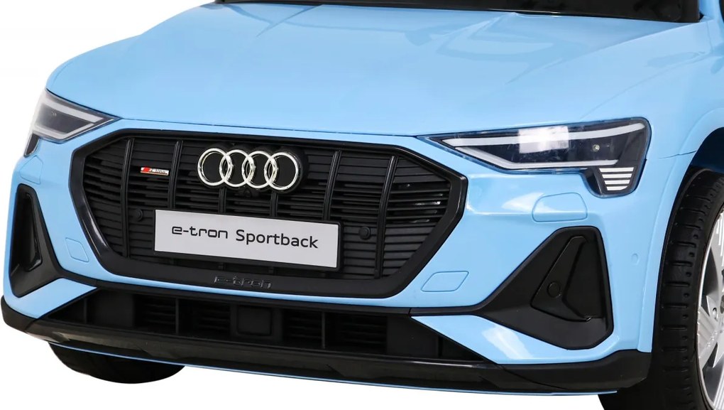 Ramiz Audi E-Tron Sportback pro děti modré + na dálkové ovládání + pohon 4x4 + pomalý start + rádio MP3 + LED