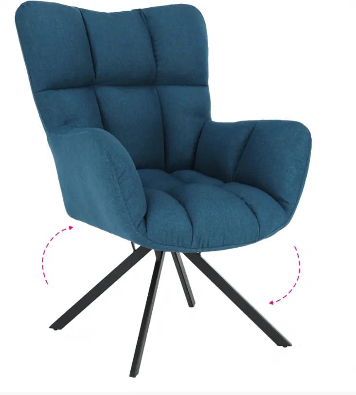 Designové otočné relaxační křeslo KOMODO — kov, více barev Modrá/černá