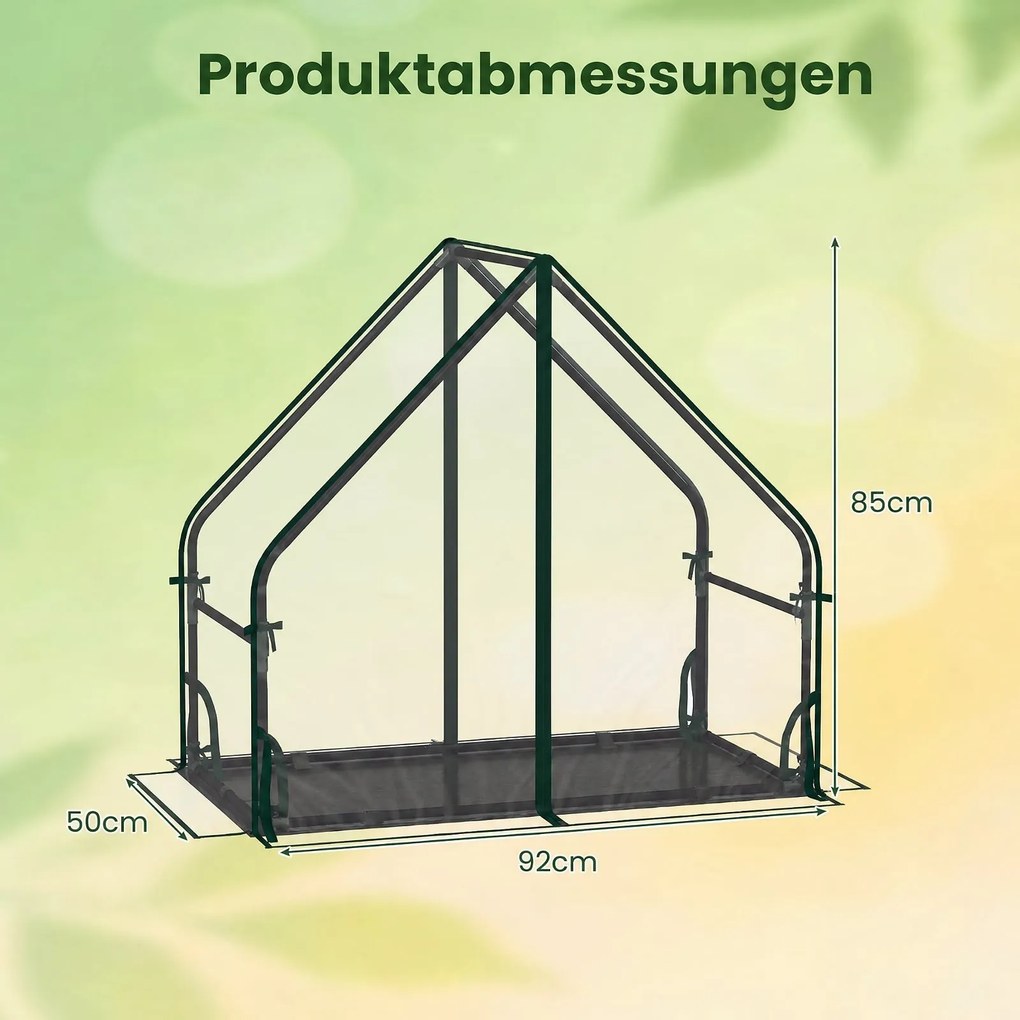 Costway Fóliový mini skleník se 2 rolovacími dveřmi, 92 × 50 × 85 cm