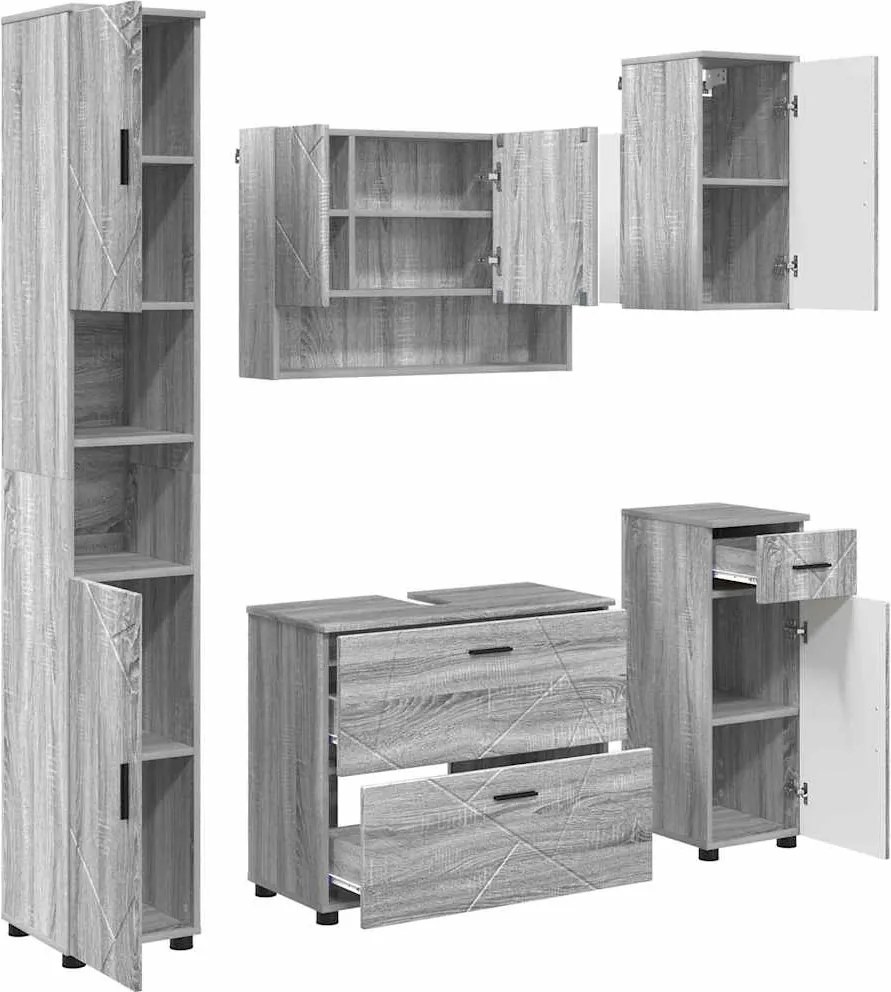Sada koupelnového nábytku 5 ks Šedá Sonoma 35 x 30 x 192 cm 3393079