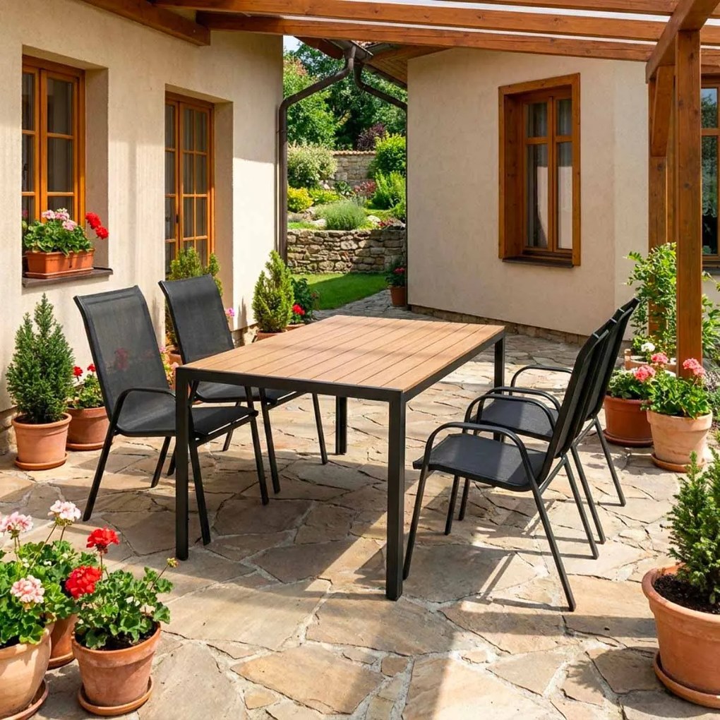 Vikio Venkovní zahradní set 150x90 pro 4 osoby DK302-P přírodní