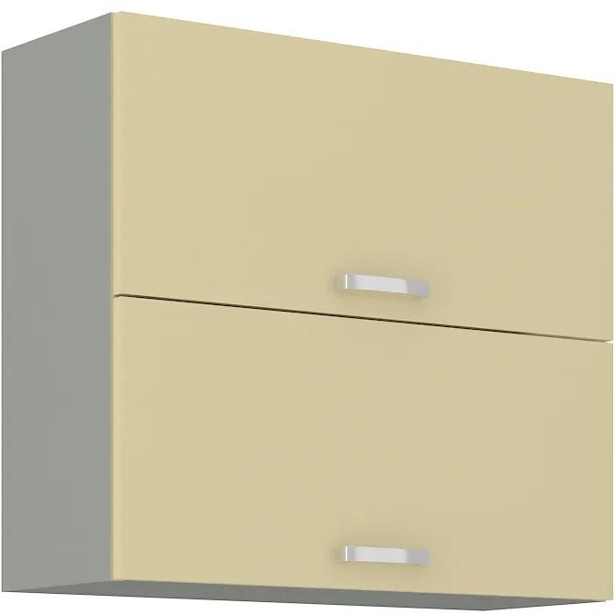 80 cm skříňka horní dvoudveřová (otevírání nahoru) Barevné provedení: Grey - Šedá / Šedý lesk