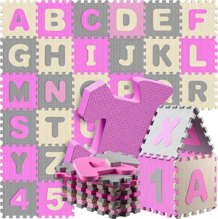 Puzzle podložka 86dílný růžová