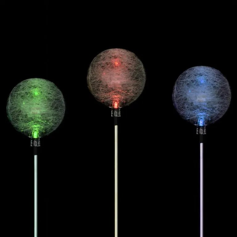 Sada 3 solárních zahradních zápichů s LED koulí, 80 cm