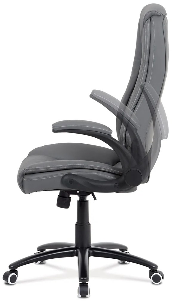 Kancelářská židle, potah šedá ekokůže, černý kovový kříž, houpací mechanismus