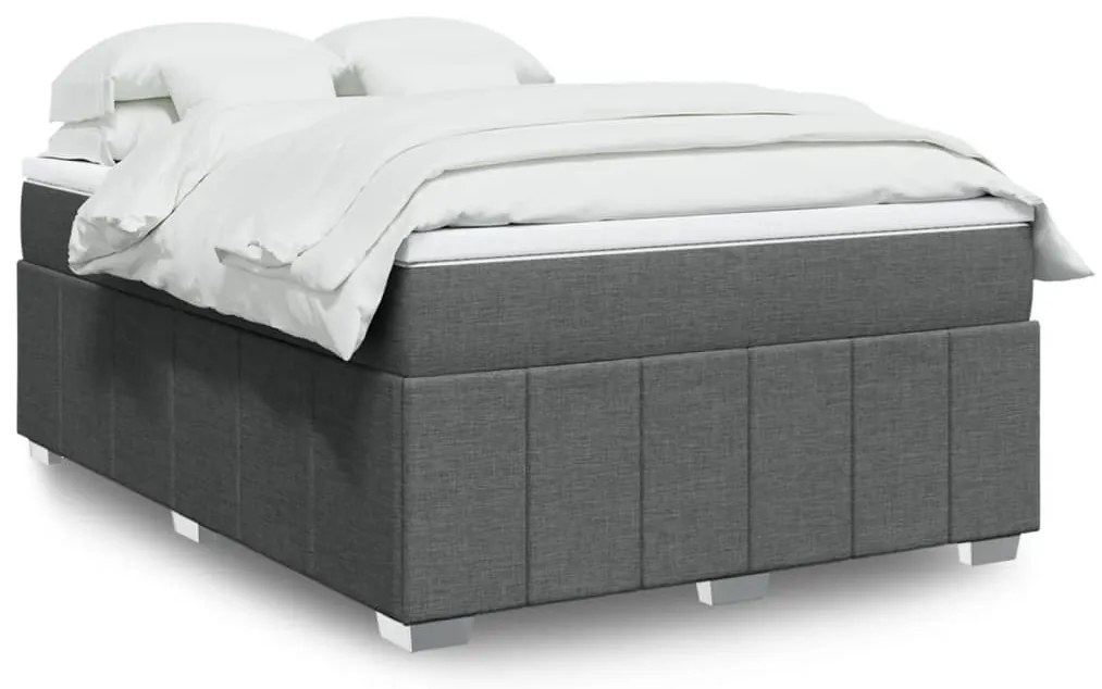 Box spring postel s matrací tmavě šedá 140x200 cm textil 3285478