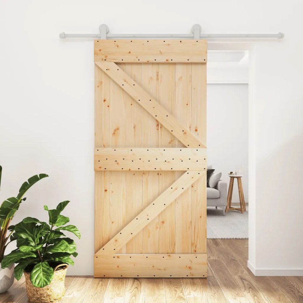 Posuvné Dveře S Kováním 100 X 210 Cm Masivní Borové Dřevo