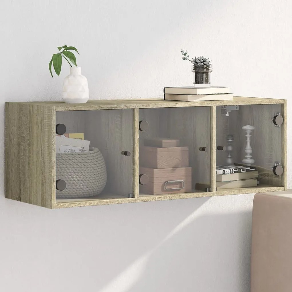 vidaXL Nástěnná skříňka se skleněnými dvířky 102x37x35 cm [882921] Barva: Bílá