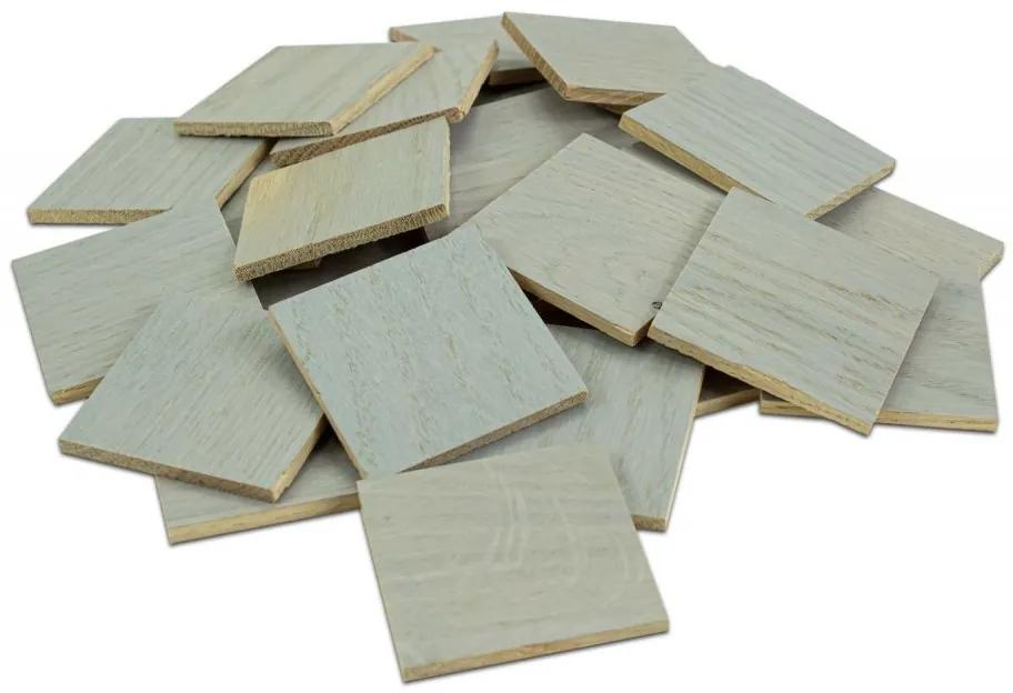 DUB ARKTICKÝ 50, jednotlivé kusy 50 x 50 mm (0,0025 m²) nebo samolepící panel 300 x 300 (0,09 m²) - dřevěná mozaika 3D Broušený - olejovaný 2 mm