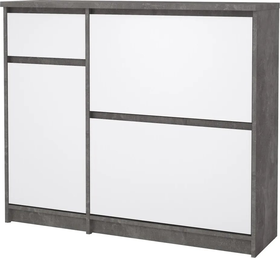FALCO Botník Simplicity 206 beton/bílý lesk