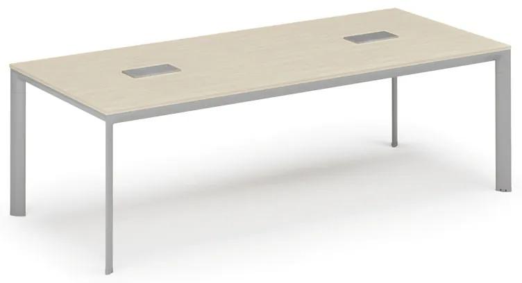 Stůl INVITATION 2400 x 1200 x 740, dub přírodní + 2x stolní zásuvka TYP I, stříbrná