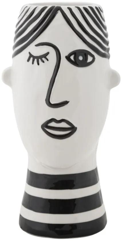 Porcelánová váza Mauro Ferretti Face III, 13,2x11,8x26,3 cm, černá/bílá