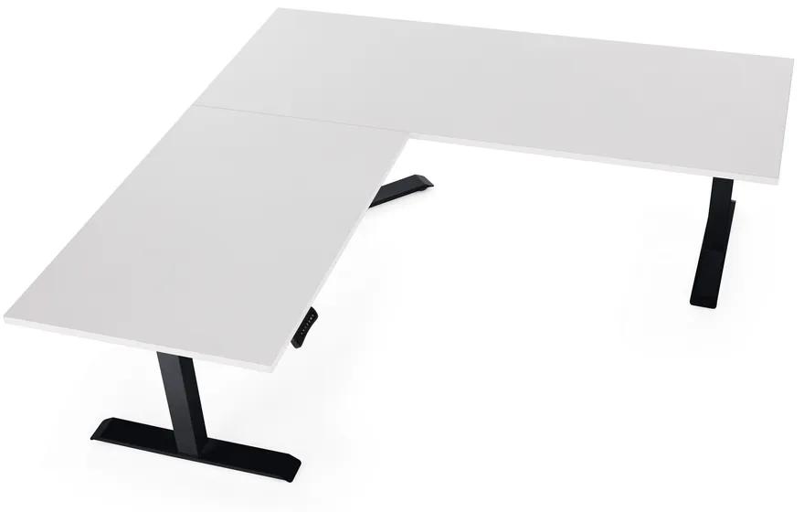 Výškově nastavitelný stůl OfficeTech Angle, 180 x 200 cm, černá podnož, světle šedá