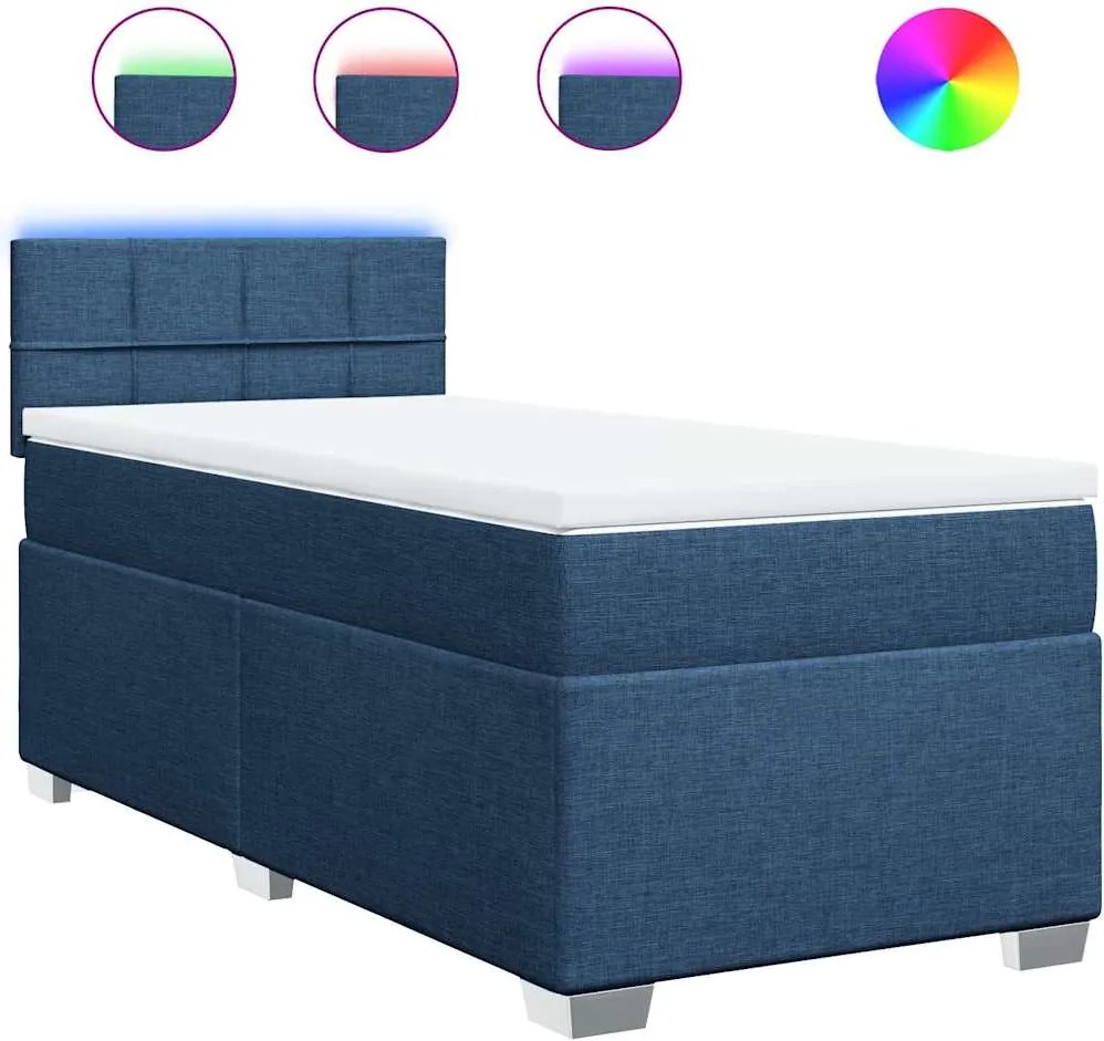 Box spring postel s matrací modrá 80x200 cm textil 3288021