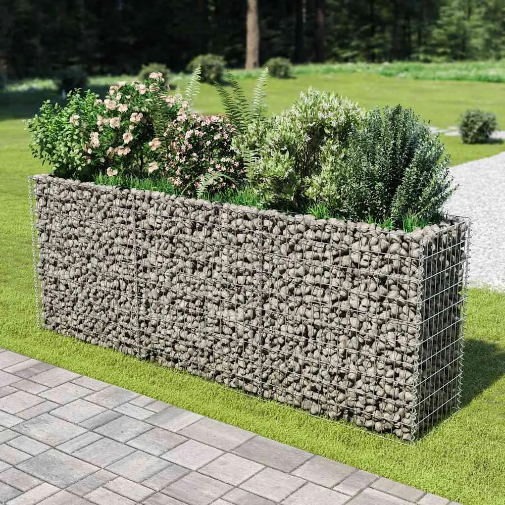 Gabionový vyvýšený záhon pozinkovaná ocel 270 x 50 x 100 cm 143562