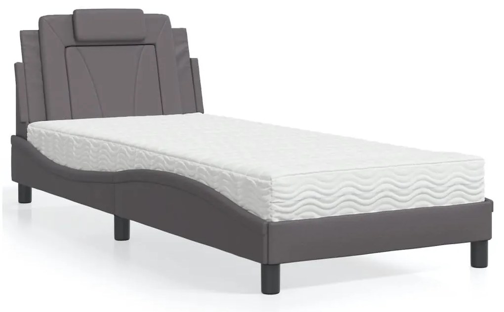 Postel Viana s matrací šedá 90 x 200 cm umělá kůže 3208771