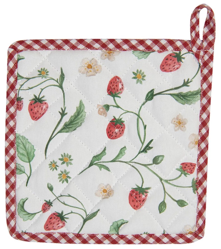 Bavlněná podložka pod hrnec s motivem jahod Wild Strawberries - 20*20 cm