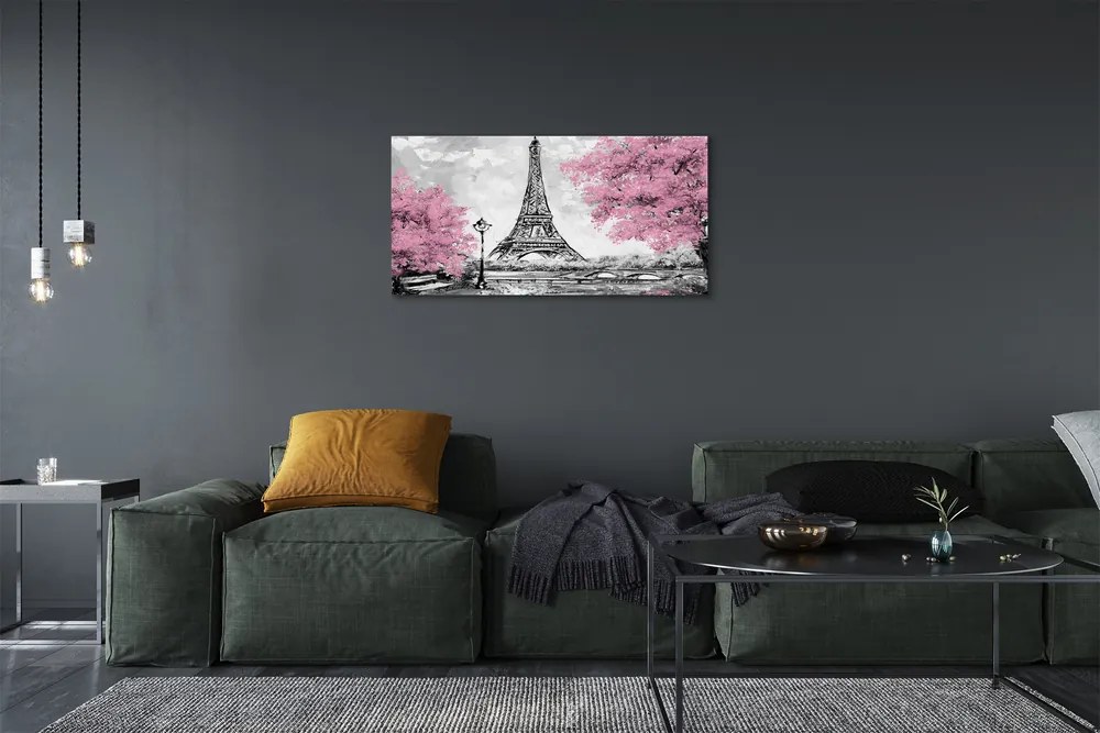 Obrazy na plátně Paris jarní strom 125x50 cm