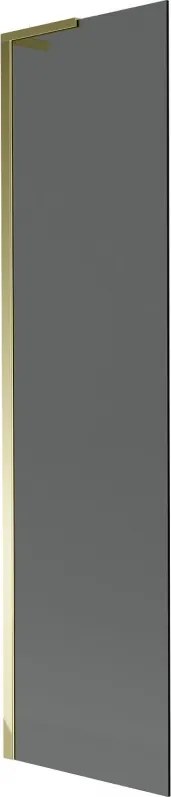 Mexen Next L, 1-křídlová vanová zástěna 50 x 150 cm, 6mm šedé sklo, zlatý lesklý profil, 895-050-000-03-40-50