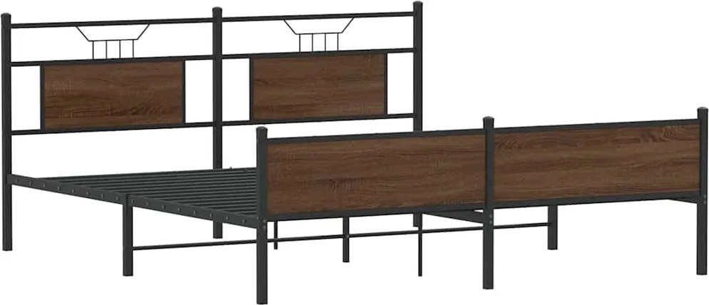Kovový rám postele bez matrace hnědý dub 183 x 213 cm 3325137