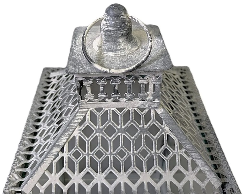 Lampa šedá patina kov se sklem 25139
