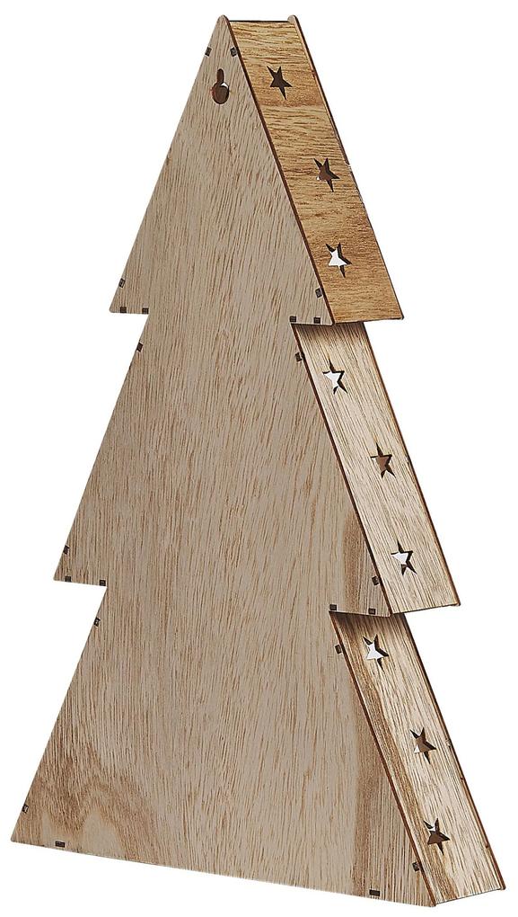 Vánoční stromek z topolového dřeva s LED světly 35 cm JUVA Beliani