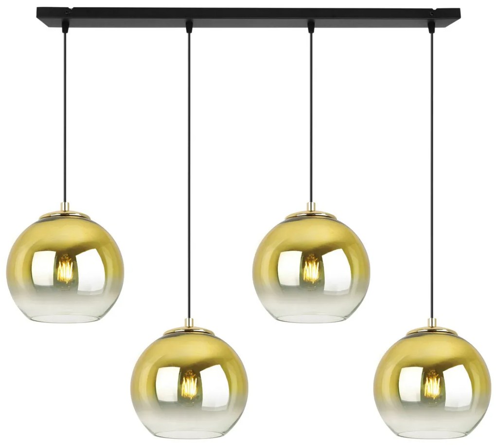 Závěsné svítidlo Bergen Gold, 4x zlaté/transparentní skleněné stínítko (fi 15cm)