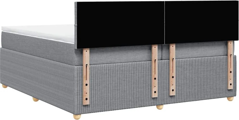 Box spring postel s matrací světle šedá 200 x 200 cm textil 3287563
