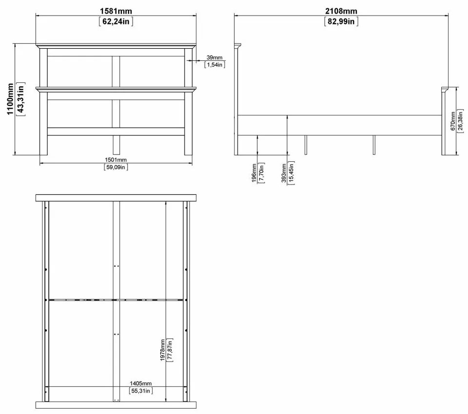 Tvilum Postel Provence 701 140x200 šedá