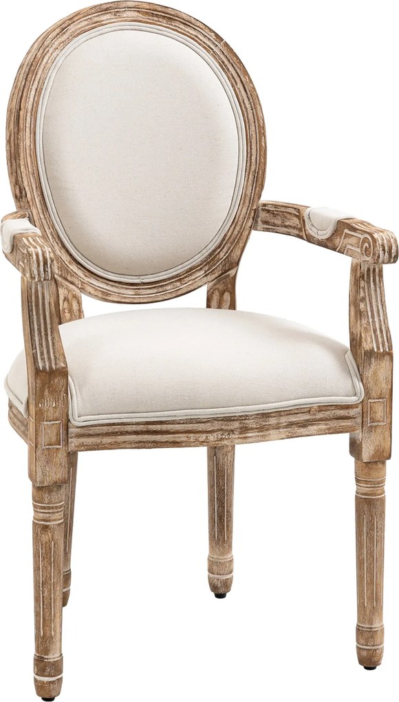 HOMCOM Stolová Židle Retro Design s Opěrkami a Silným Čalouněním pro Obývací Pokoj - Čalouněná Židle v Lněném Vzhledu, 56 x 56 x 96 cm | Aosom