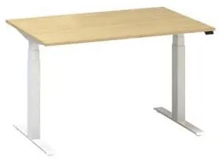 Alfa Office  Výškově nastavitelný kancelářský stůl Alfa Up s bílým podnožím, 120 x 80 x 61,5-127,5 cm, dezén buk Bavaria