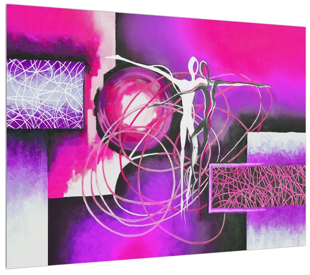 Abstraktní obraz fialových tanečníků (70x50 cm)