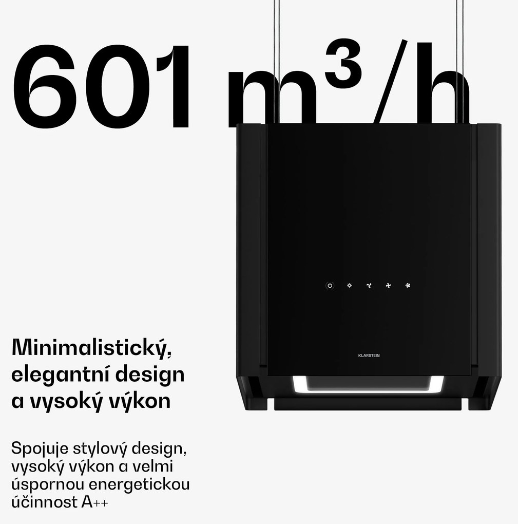 Klarstein Velaire odsavač par s výsuvnou funkcí 40 cm | Elegantní, minimalistický, výkonný | EEC A++ | 601 m³/h