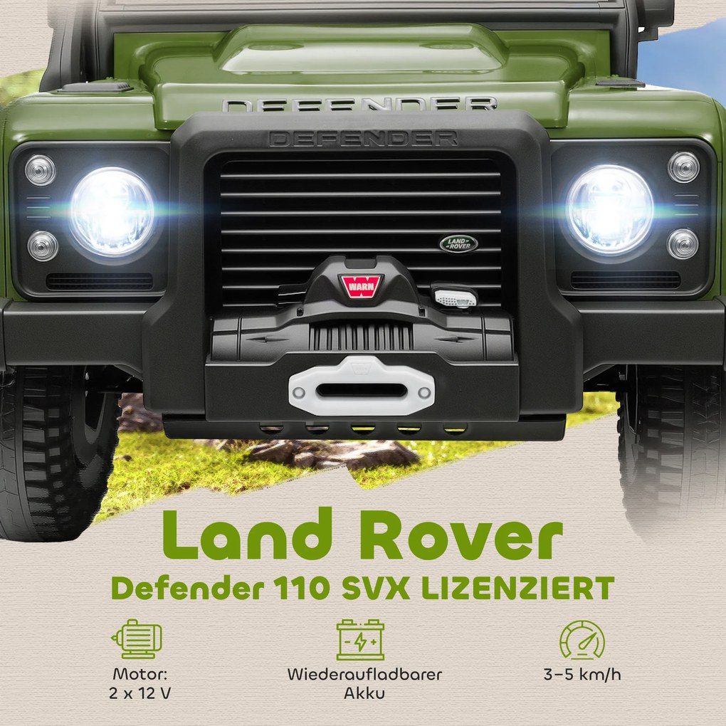 AIYAPLAY Dětské elektrické auto, 12V bateriový pohon, dálkové ovládání, hudební funkce, klakson, LED světla, zelená