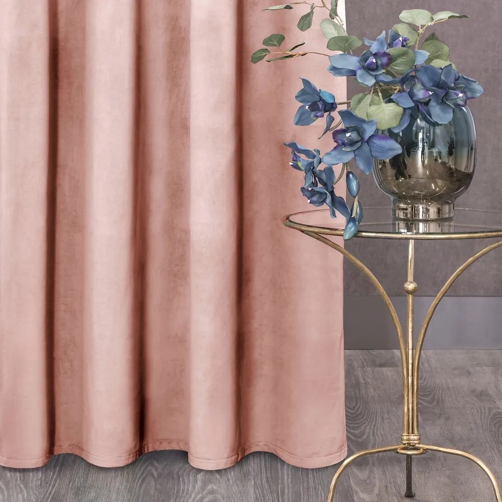 Design 91 Záclona připravená na pásku 140x270 Rosa růžová tmavý velur D91