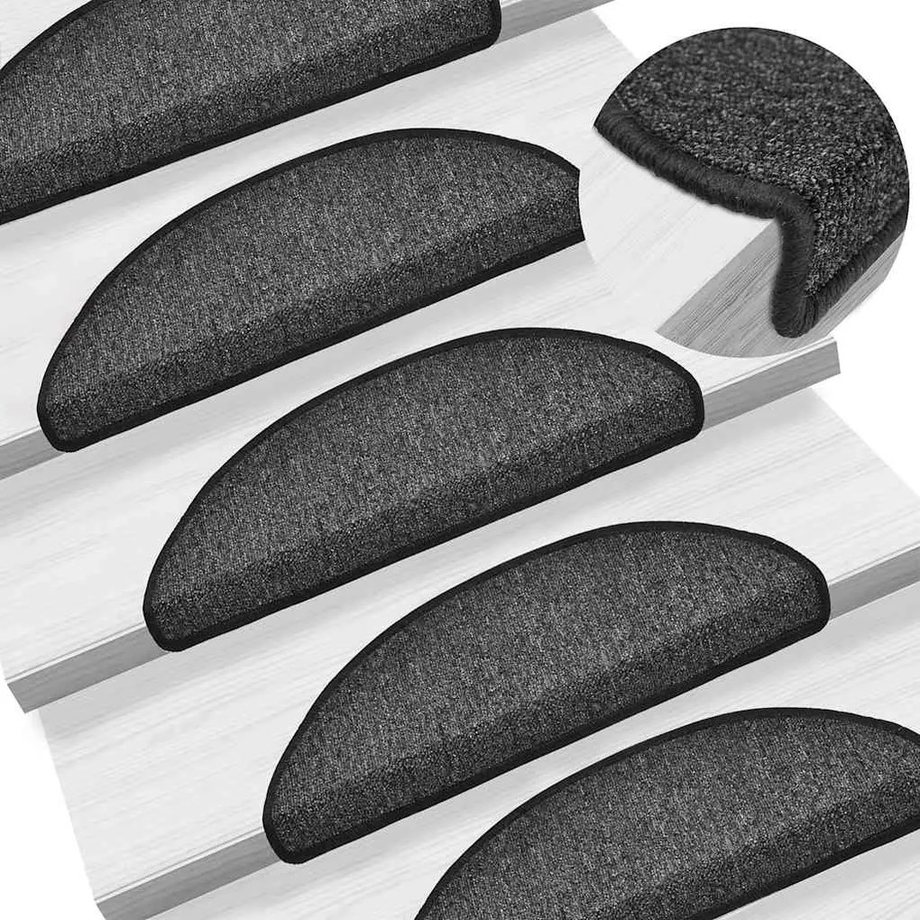 Schodové rohože 20 ks 56 x 17 x 3 cm antracitové půlkulaté 3365781