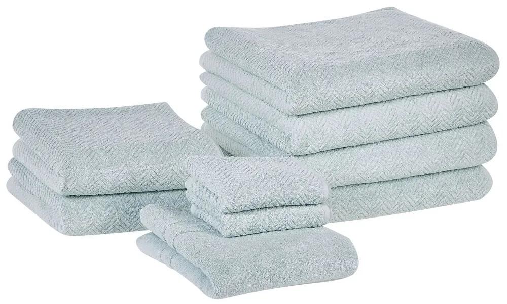 Sada 9 bavlněných ručníků mátově zelené MITIARO Beliani