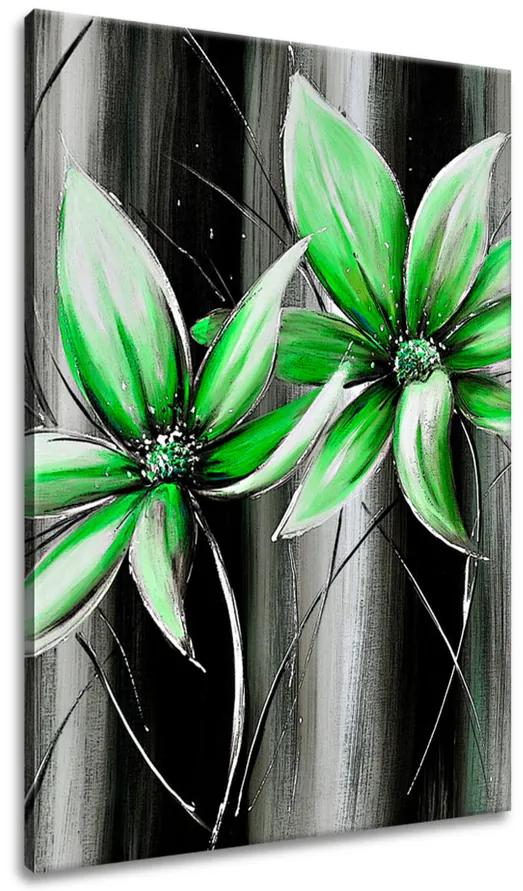 Gario Ručně malovaný obraz Krásné zelené květiny Rozměry: 100 x 70 cm