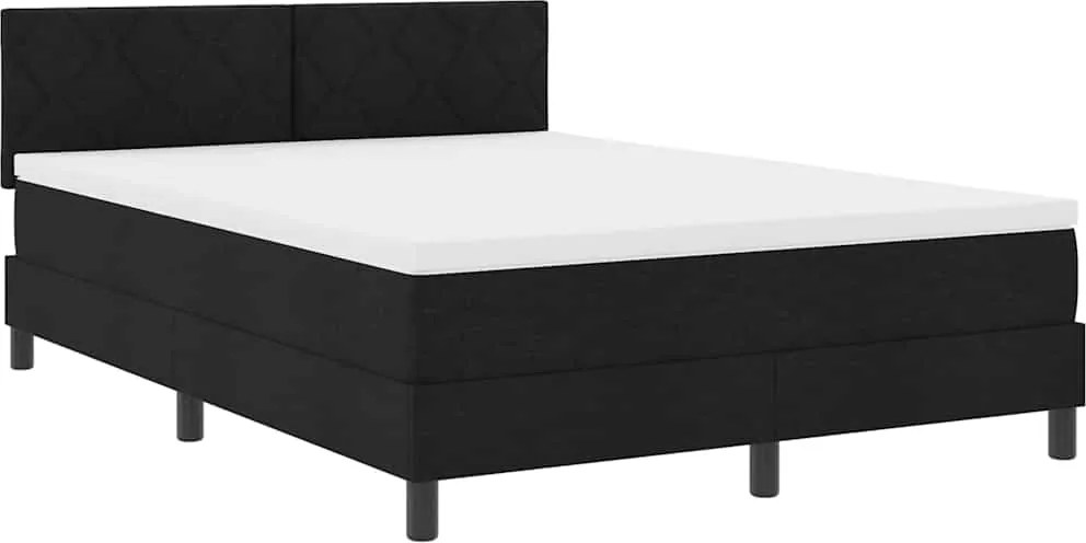 Postel s boxspringem s čelo Černý 160 x 200 cm textil 3338778