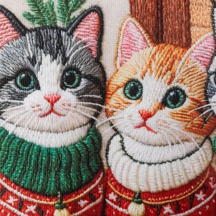 Povlak na polštářek SVÁTEČNÍ KOČKY 40 x 40 cm