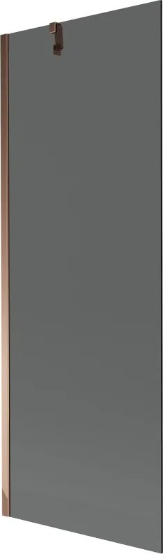 Mexen Next, vanová zástěna 1-křídlová 70 x 150 cm, fixní křídlo, 6 mm šedé sklo, růžové zlato profil, 895-070-000-00-40-60