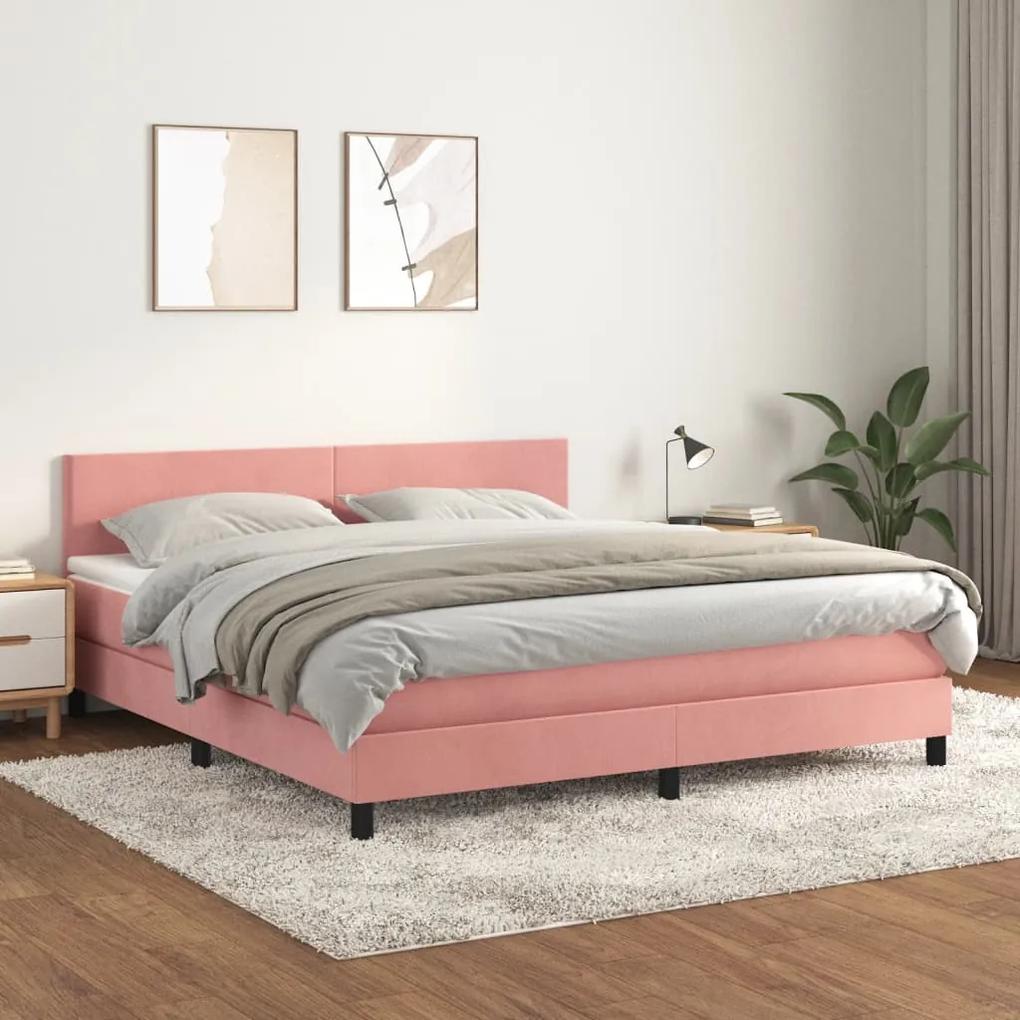 Box spring postel s matrací růžová 180x200 cm samet,  3141202